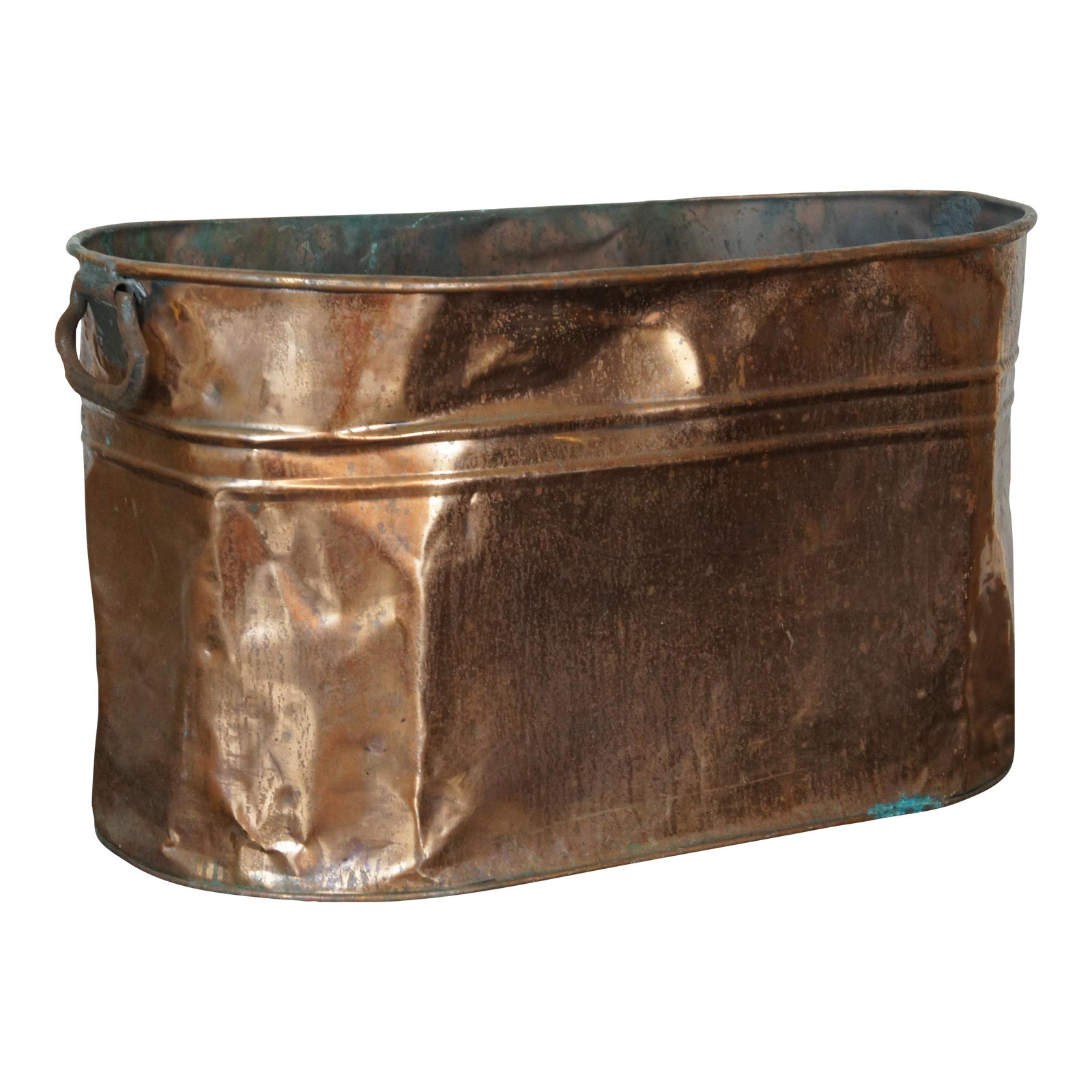 Antique Galvanized Copper Boiler Wash Tub Farmhouse Fireplace Coal Log ...