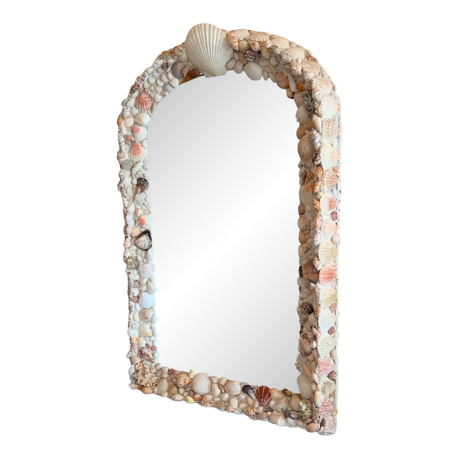 Large Handmade Shell Mirror | Chairish