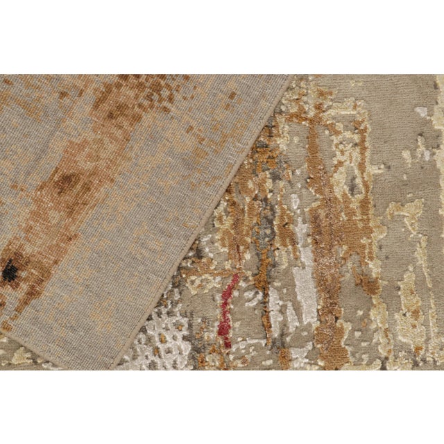 2010s Rug & Kilim’s Modern Abstract Runner in Silver, Beige & Gold ...