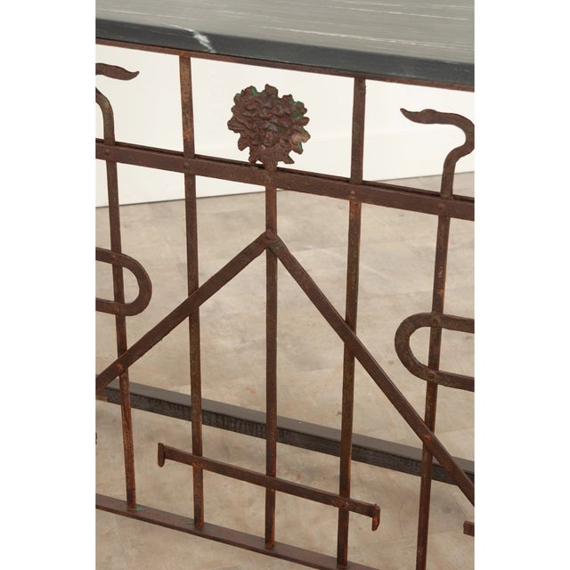 19th Century European Iron Panel Consoles - A Pair | Chairish