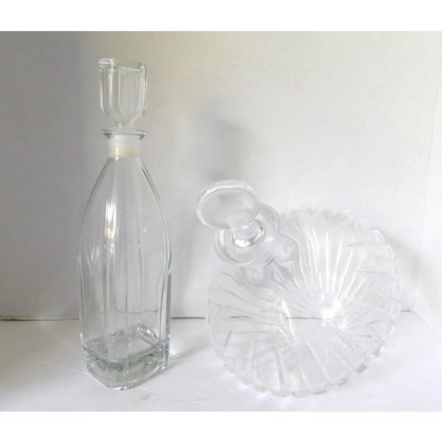 1980's Vintage Heavy Cut Crystal Tilted Diagonal Wine Decanter, Side ...
