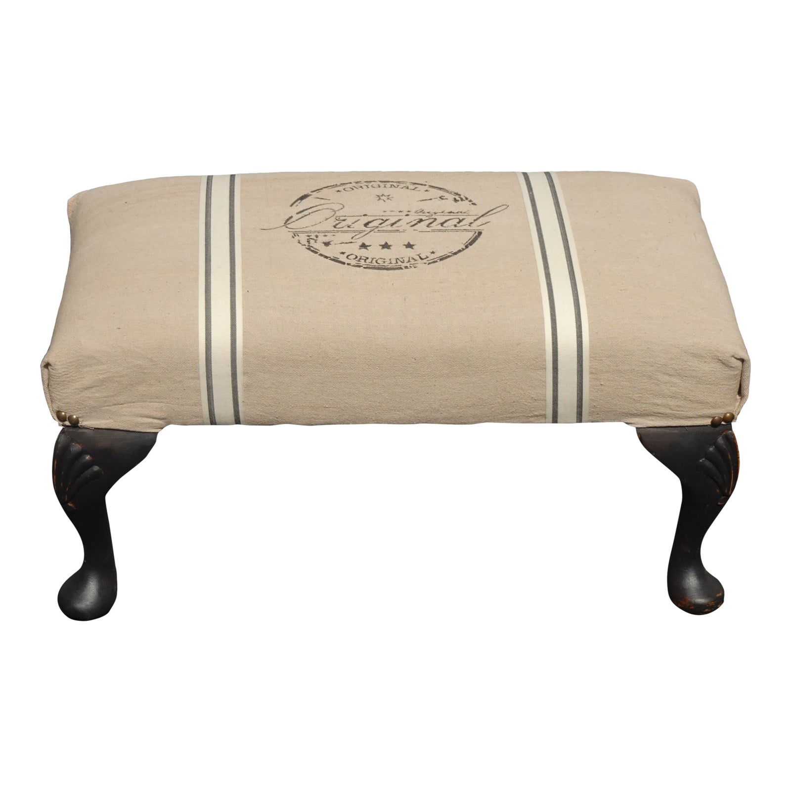 Vintage French Country Shabby Chic White Footstool Stool W Original ...