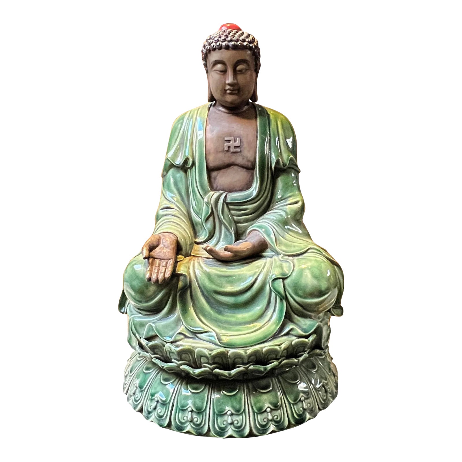 Chinese Rustic Ceramic Sitting Meditation Shakyamuni Buddha Statue ...