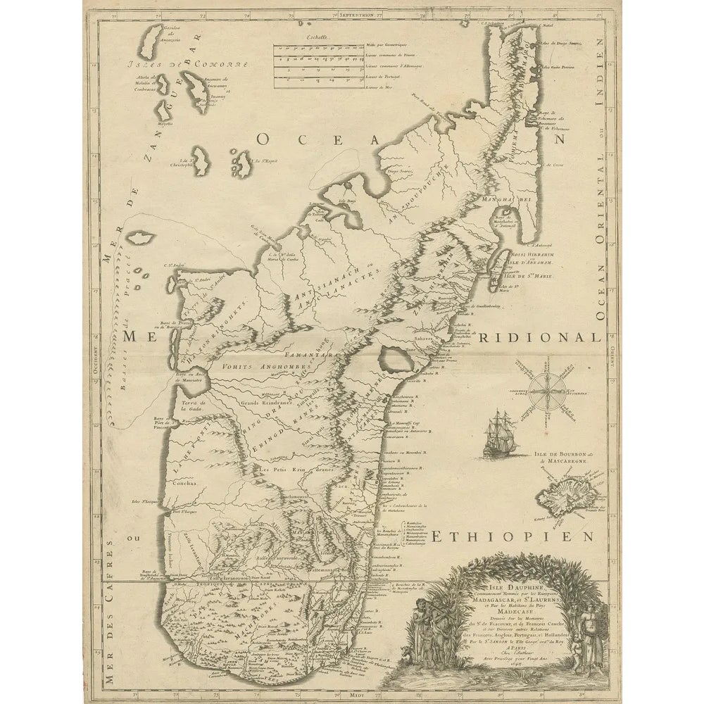 Antique Map of Madagascar by Mariette, 1670s | Chairish