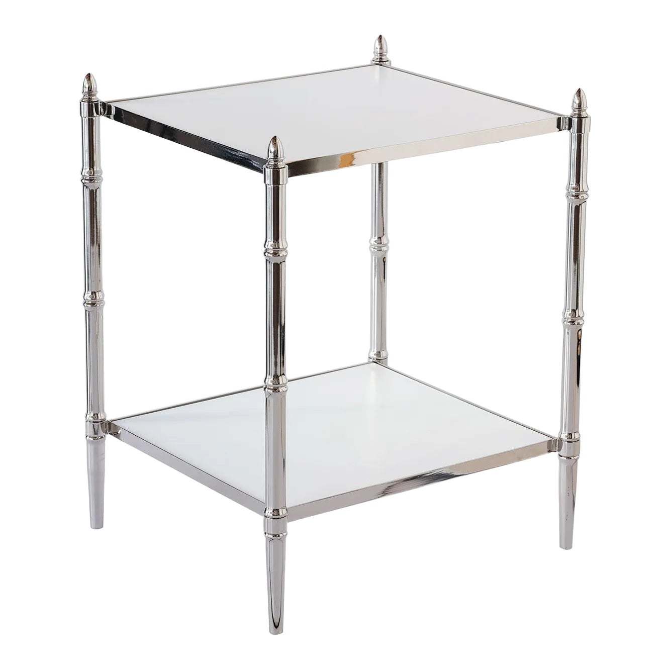 Doheny Nickel Bamboo Accent Table | Chairish