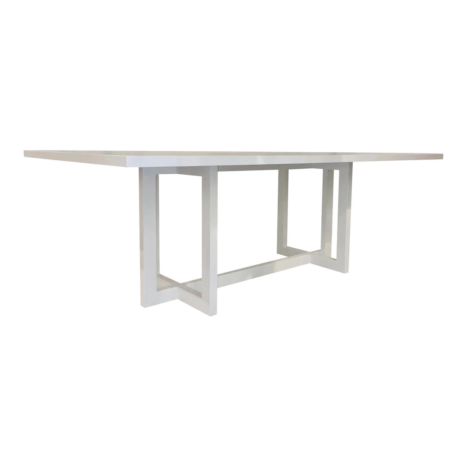 Worlds Away Modern White Lacquer Berkeley Dining Table | Chairish