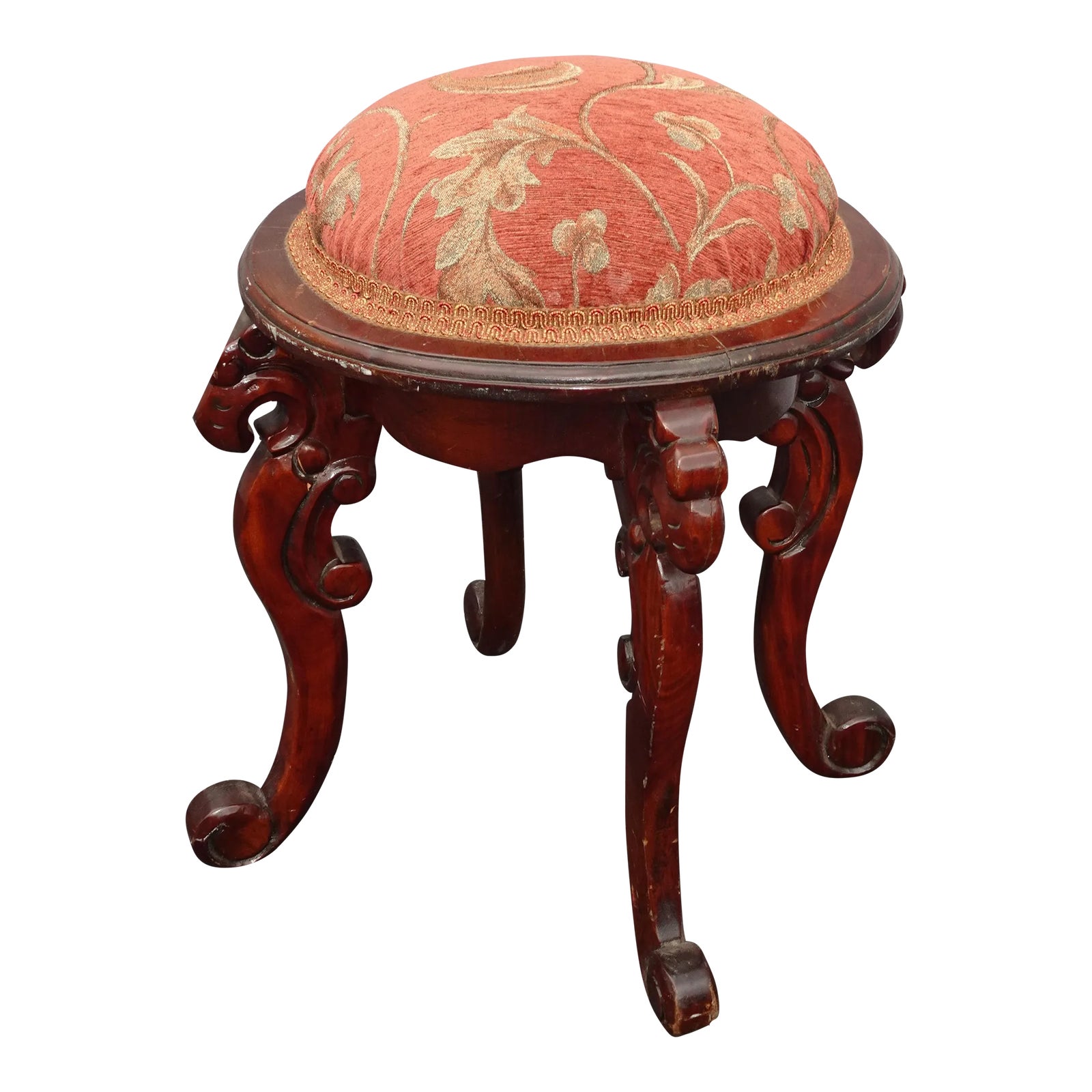 Vintage French Style Rose Bench Stool With Poof Cushion and Gargoyle ...