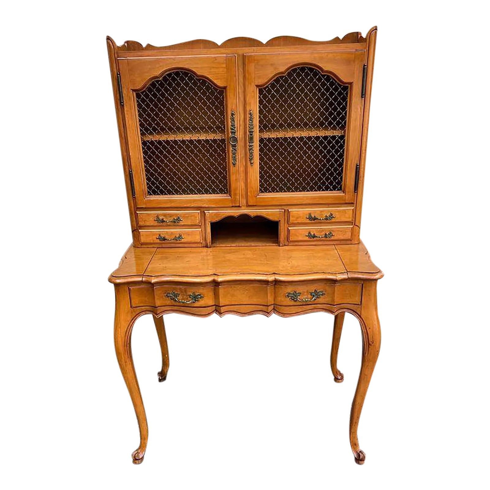 French Louis XV Style Maple Bureau Step Back Writing Desk With Wide ...