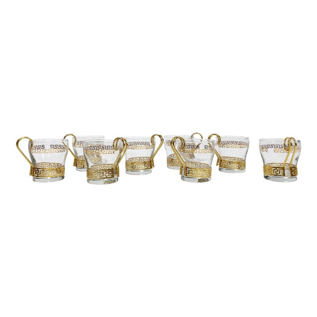 Vintage Hollywood Regency Greek Key Libby Glass Co. Coffee Cups, Set of ...