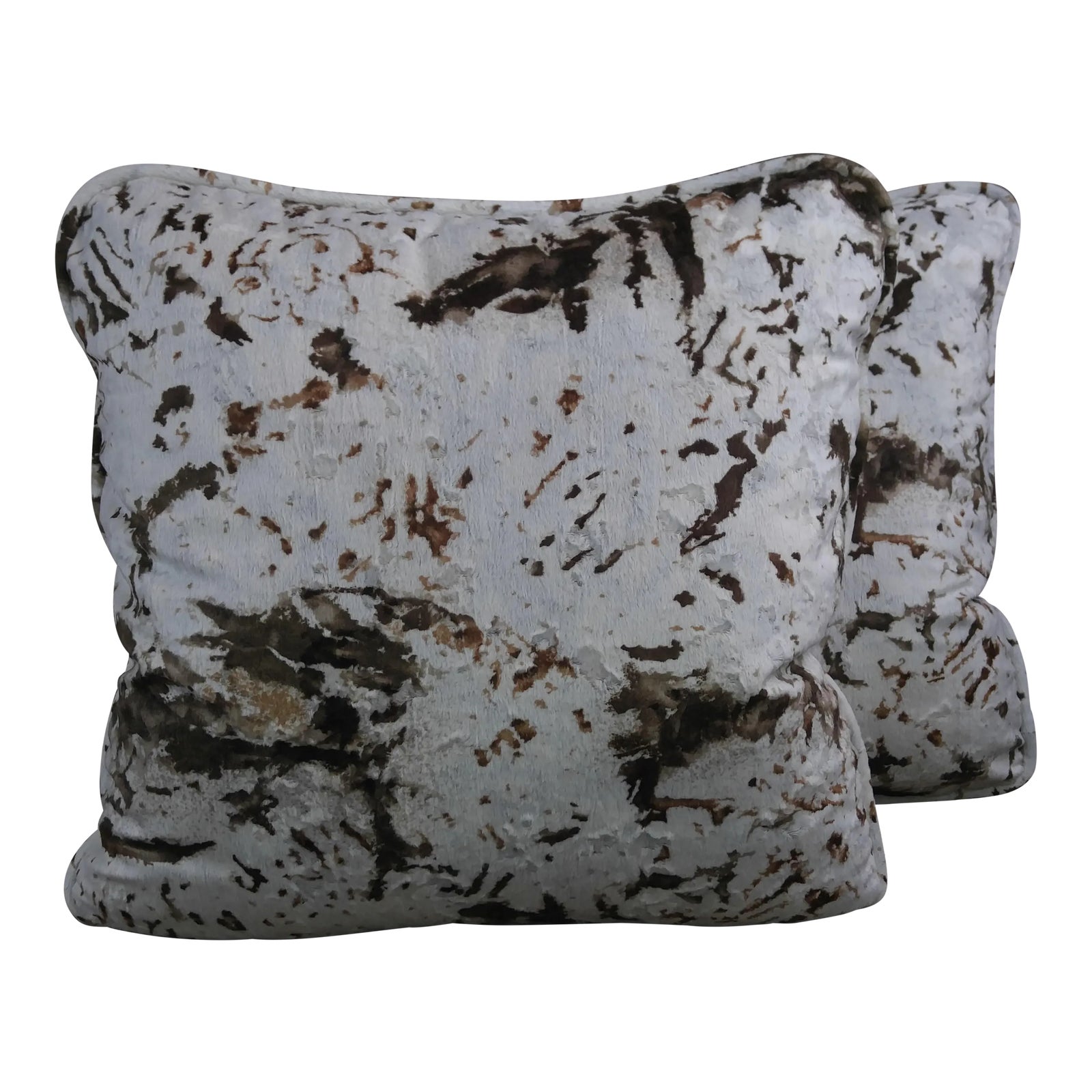 Crushed Velvet Animal Print Throw Pillows - a Pair | Chairish