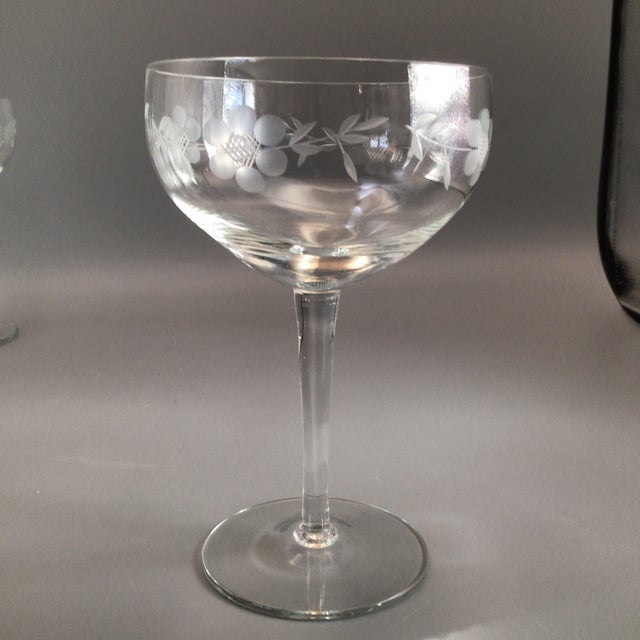 Vintage Floral Etched Crystal Champagne Glasses Set Of 6 Chairish