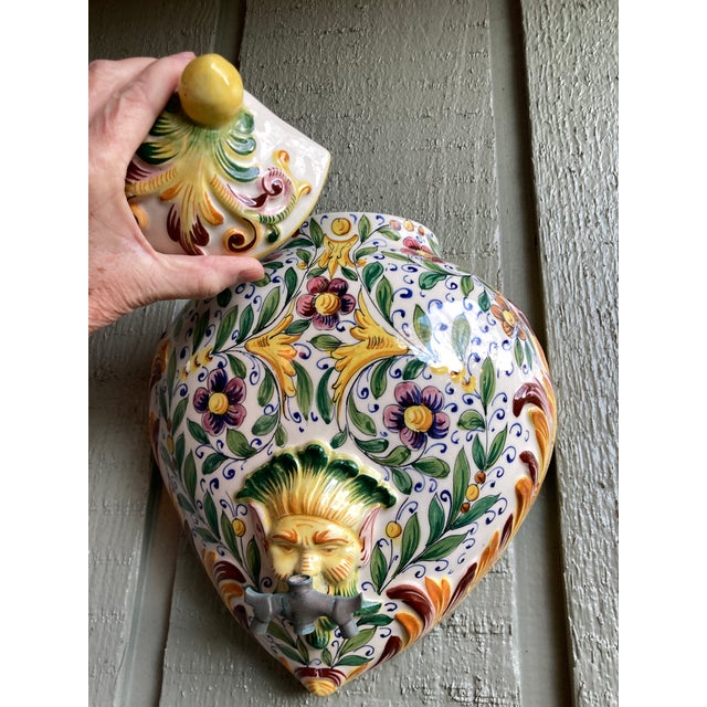 Vintage 1970s Deruta Style Majolica Italian Decorative Hanging Jug Wall ...