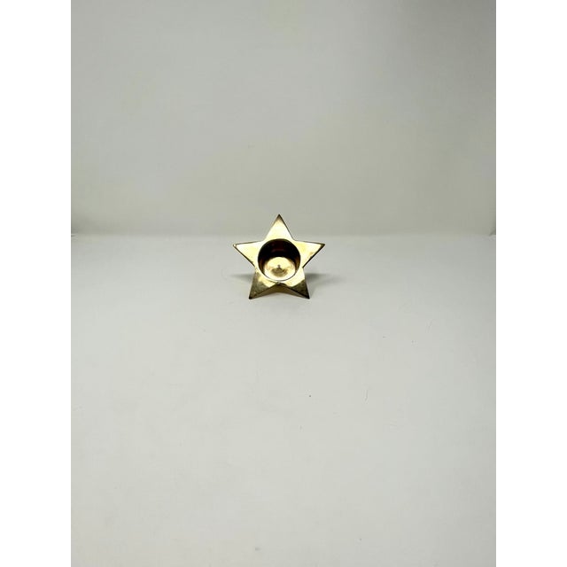 Vintage Solid Brass Star Shaped Votive Holder | Chairish