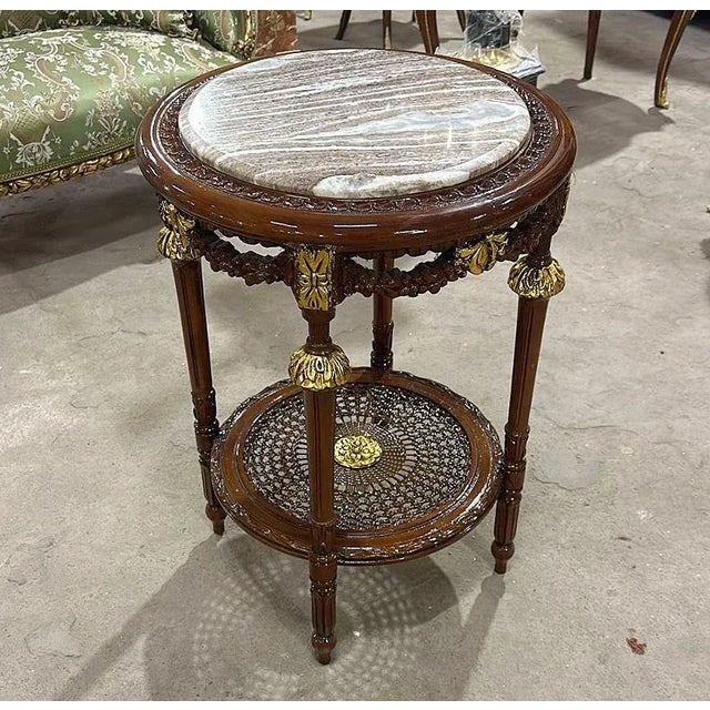 Italian Rococo Style Marble Topped Copper Side Table | Chairish