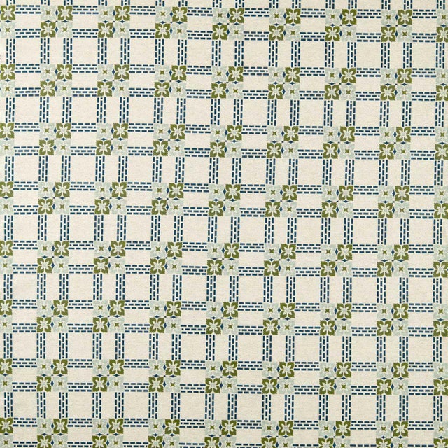Morris & Co. Wisley Weave Fabric in Indigo/Artichoke | Chairish