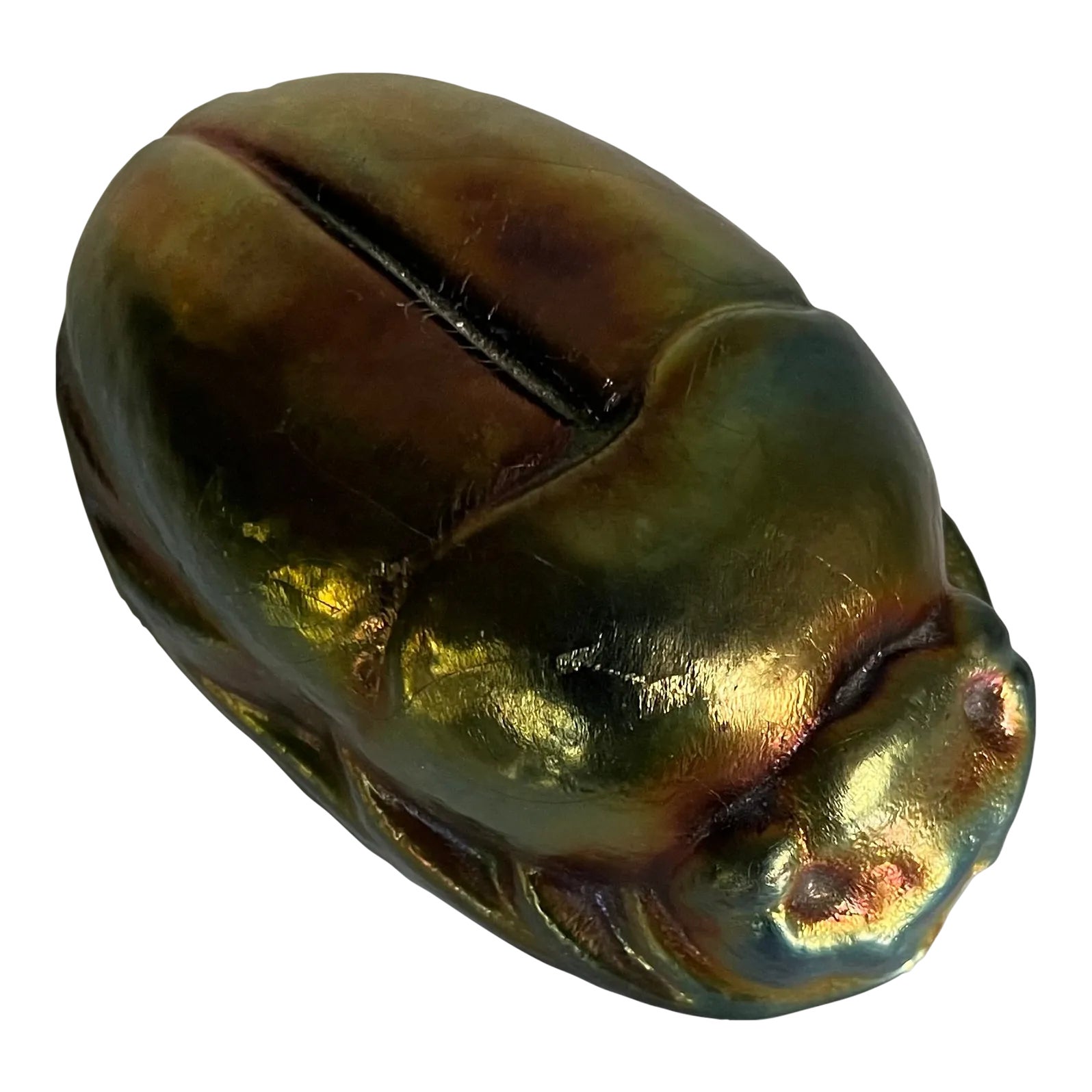 Egyptian Revival Favrile Glass Scarab Paperweight | Chairish