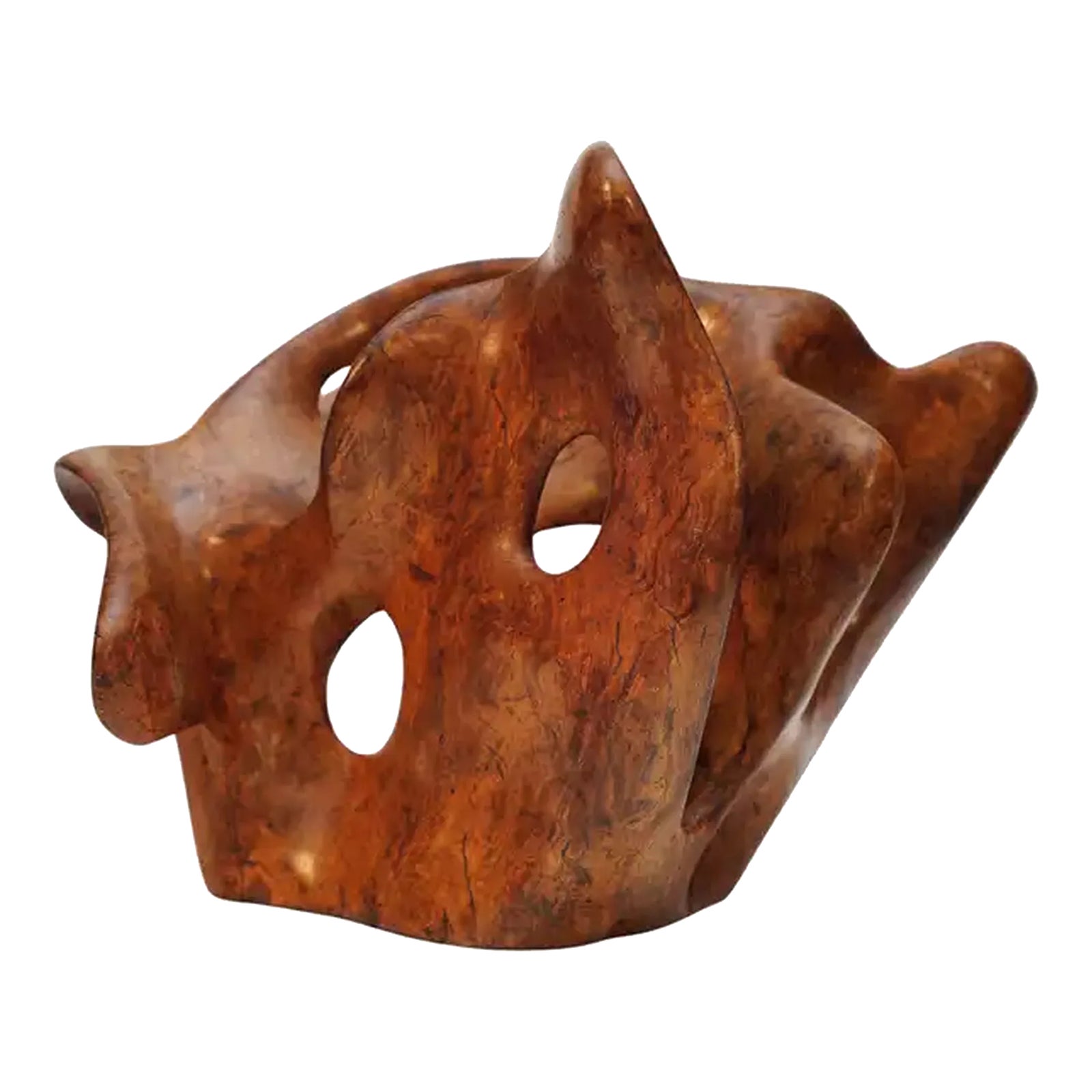 Abstract Free-Form Sculpture of Olive Wood From France | Chairish