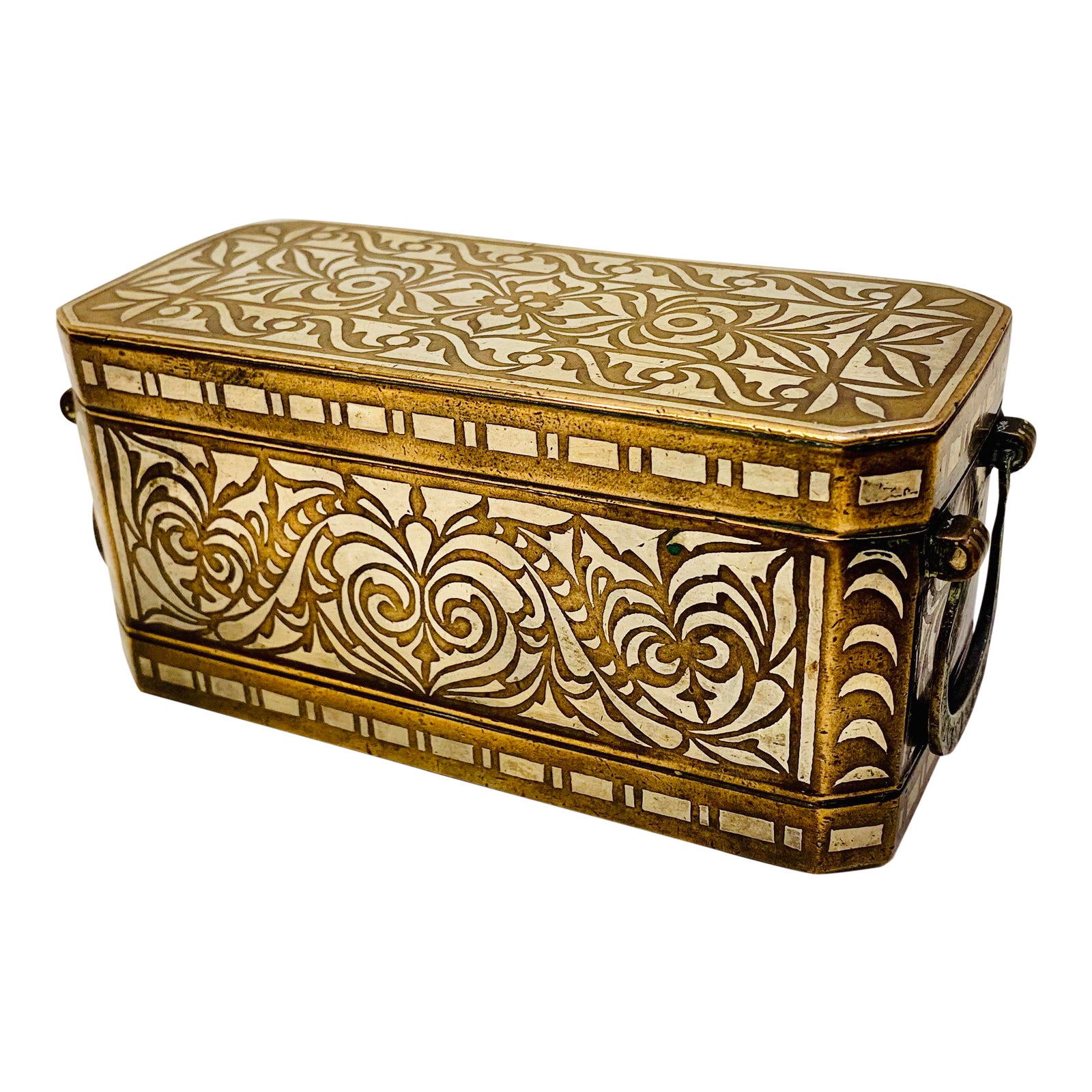 Traditional Mindanao Inlaid Silver and Brass Betel Nut Box | Chairish