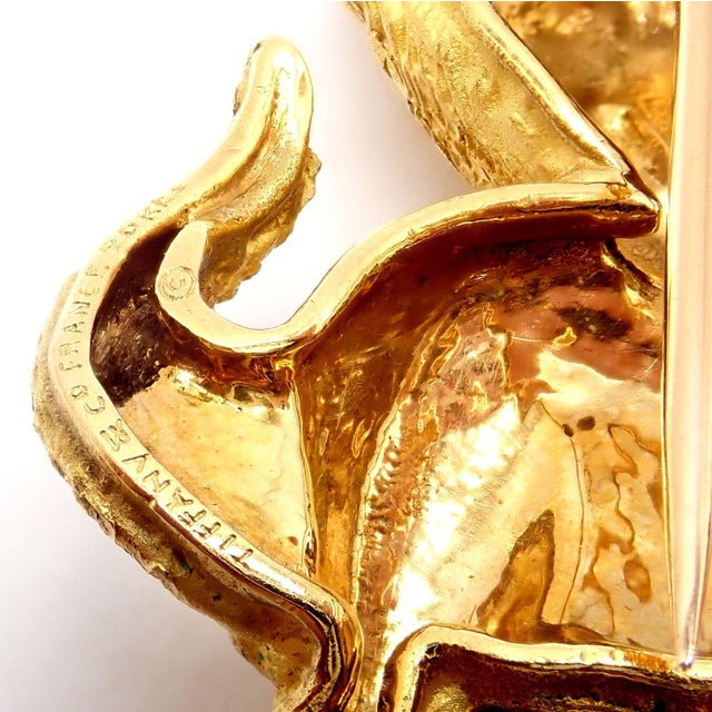 Vintage Tiffany & Co. France 20k Yellow Gold Ruby Emerald Cat Yarn Pin ...