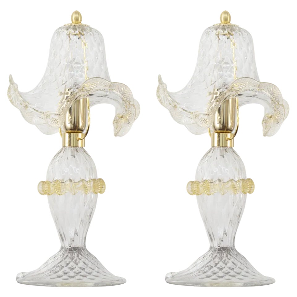 Transparent Murano Glass Table Lamps with Artistic Golden Artistic ...