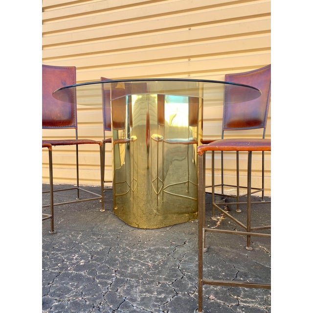 1980s Contemporary Brass Pedestal Dining Table | Chairish