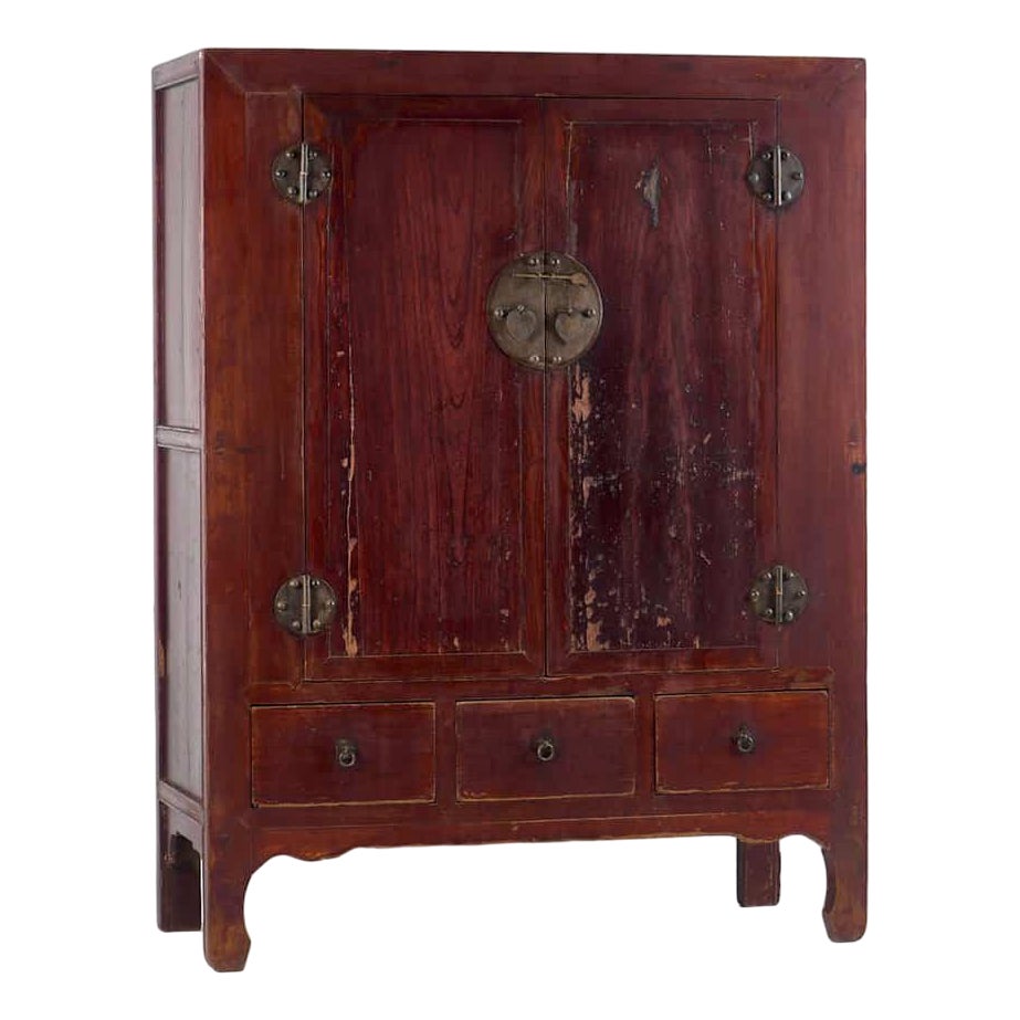 Antique Burgundy Red Wardrobe, 1900s | Chairish