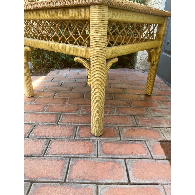 1980s Costal Chic Henry Link Wicker and Rattan Side Table | Chairish
