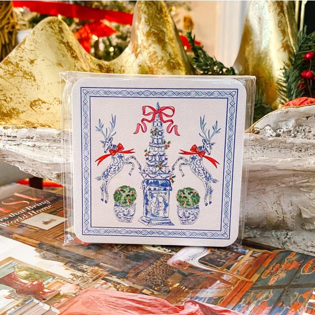 Reversible Chinoiserie Tulipiere Paper Coasters - Set of 20 | Chairish