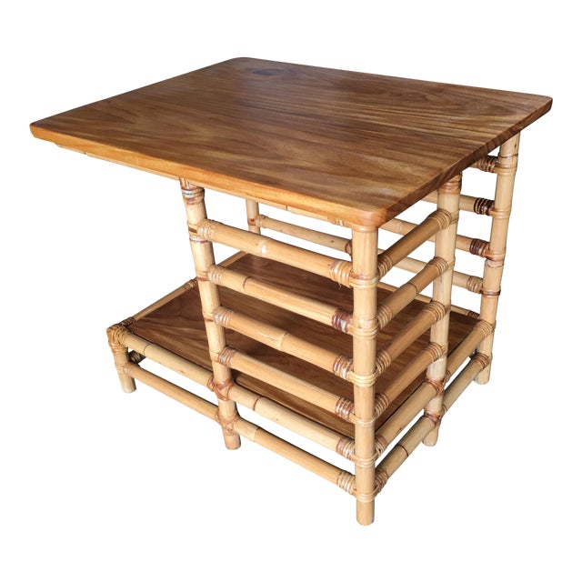 Restored Vintage Mid Century Rattan Floating "Jacob's Ladder" Side ...