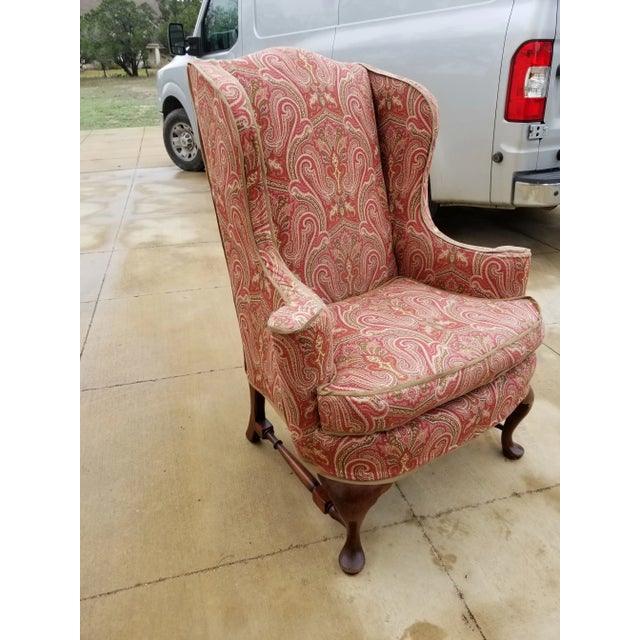 Paisley Slip Covered Wingback Chair | Chairish