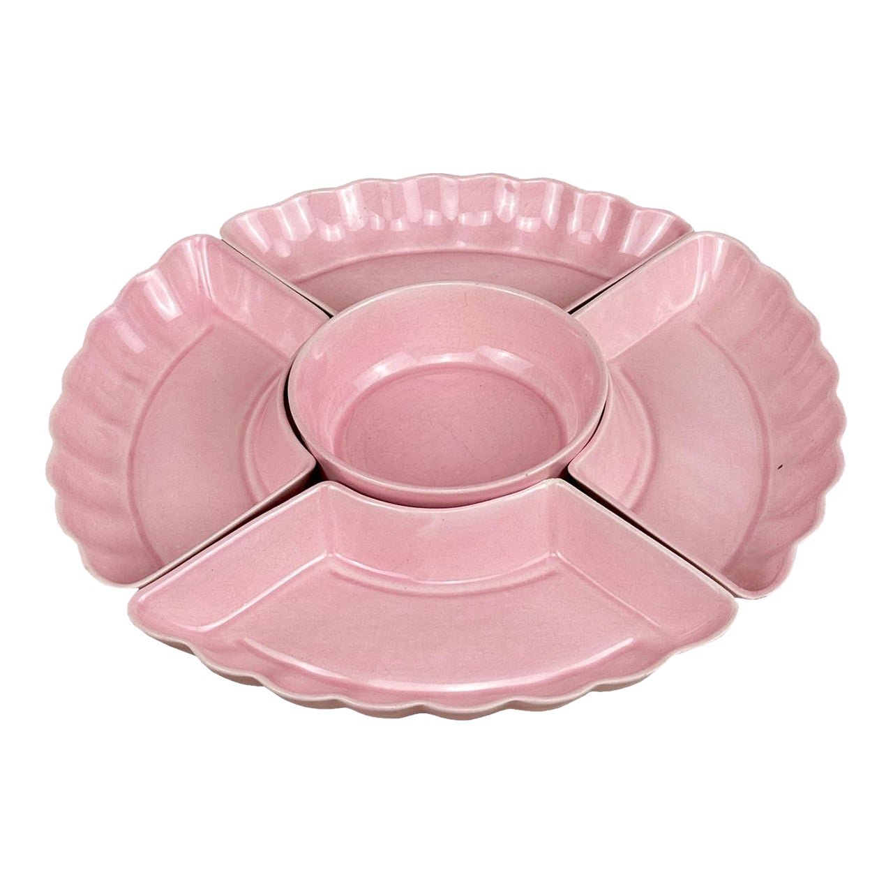 Mid-Century California Pottery Light Pink Centerpiece Serving Bowl Set ...