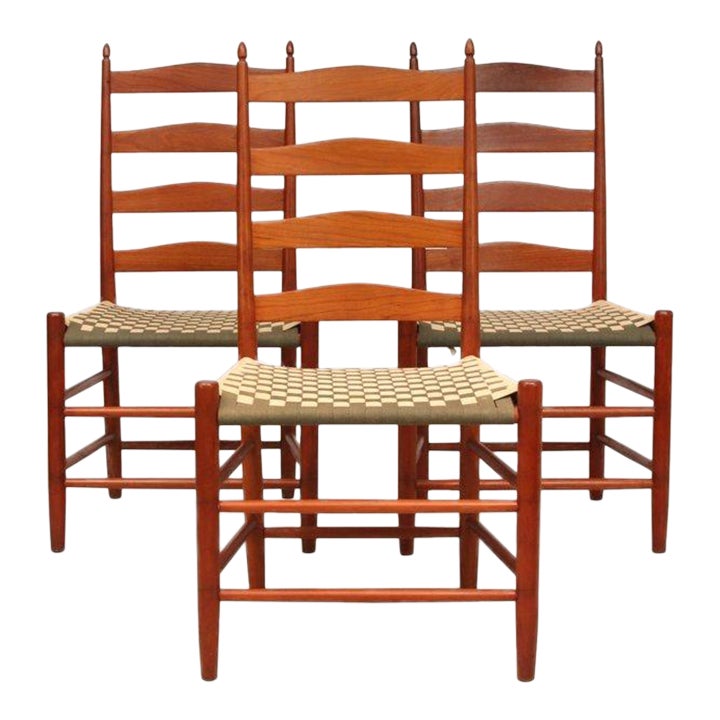Set of 3 Antique Shaker Ladder Back Chairs | Chairish