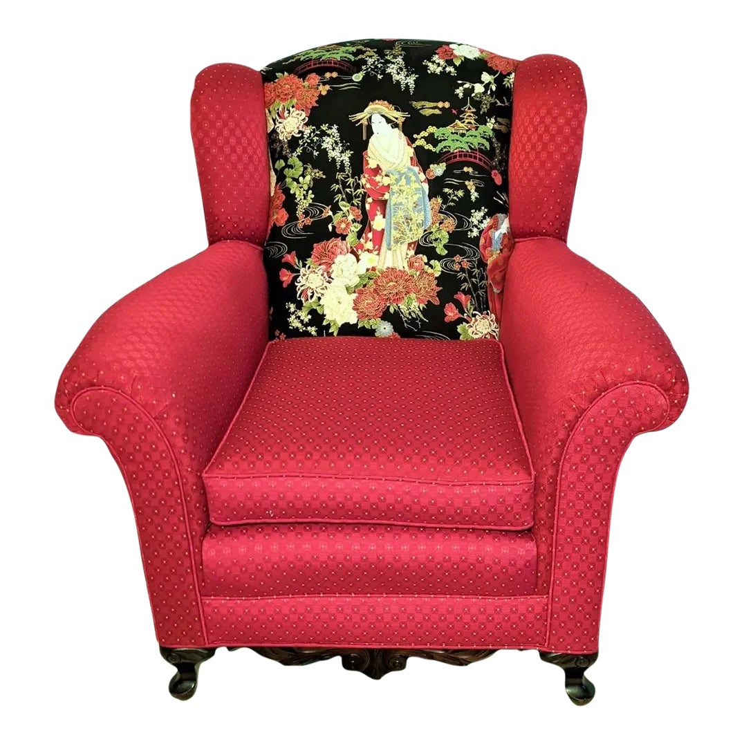 1920s Newly Upholstered Chinoiserie Club Chair | Chairish