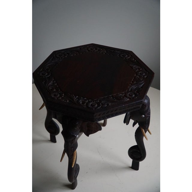 Hardwood Side Table with 4 Elephant Head Legs, Anglo Indian, 1920s ...
