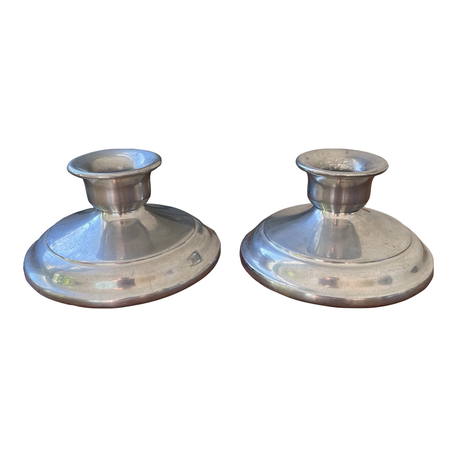 Mid 20th Century Woodbury Pewter Candle Holders - a Pair | Chairish