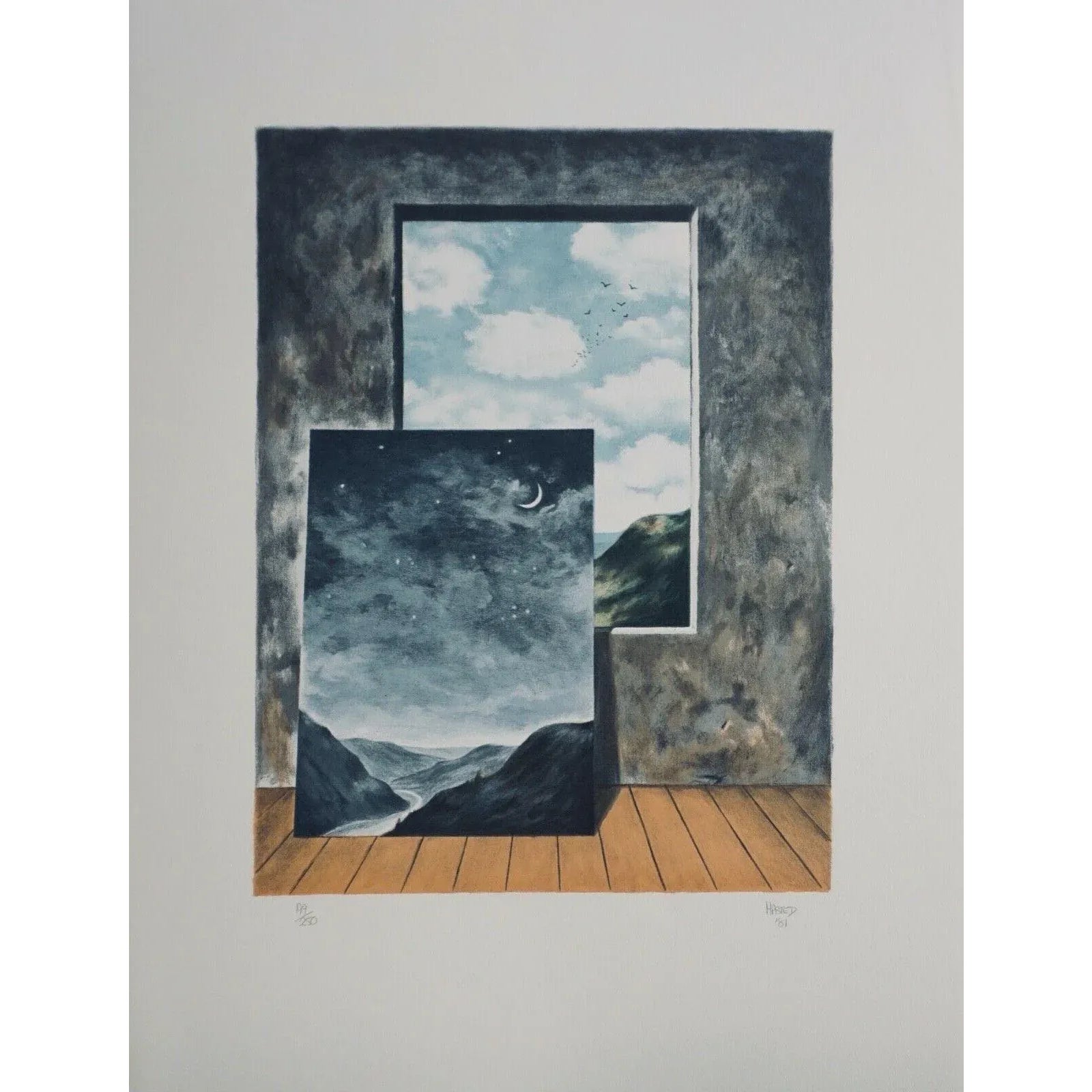 1980 "Light of Discover" Surrealist Style Lithograph by Michael Hasted ...