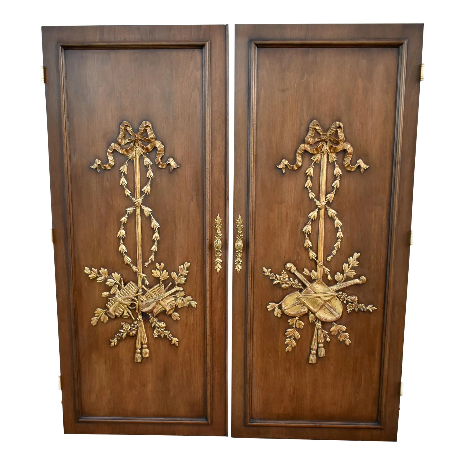 Vintage Ornate Carved & Gilded Regency Style Doors | Chairish