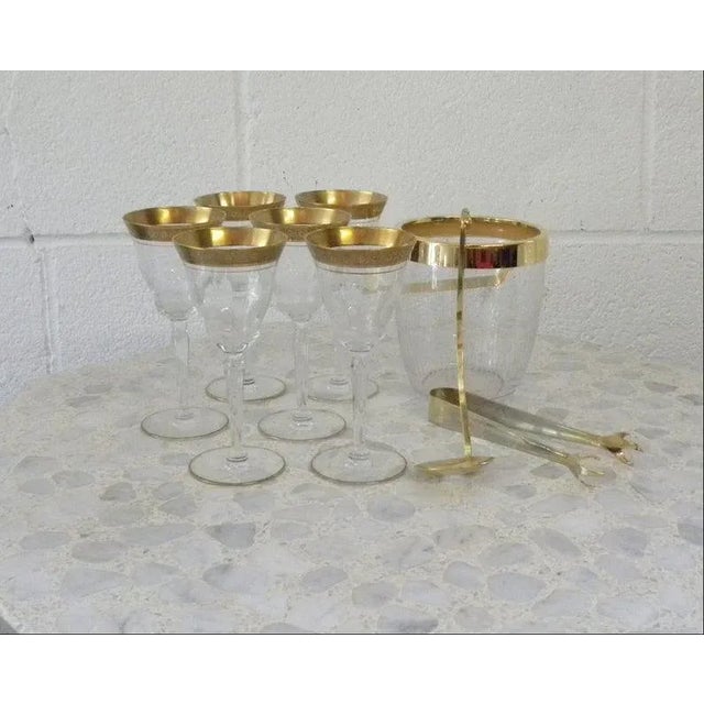 Vintage Mid-Century Gold Bar Set - 9 Pieces | Chairish