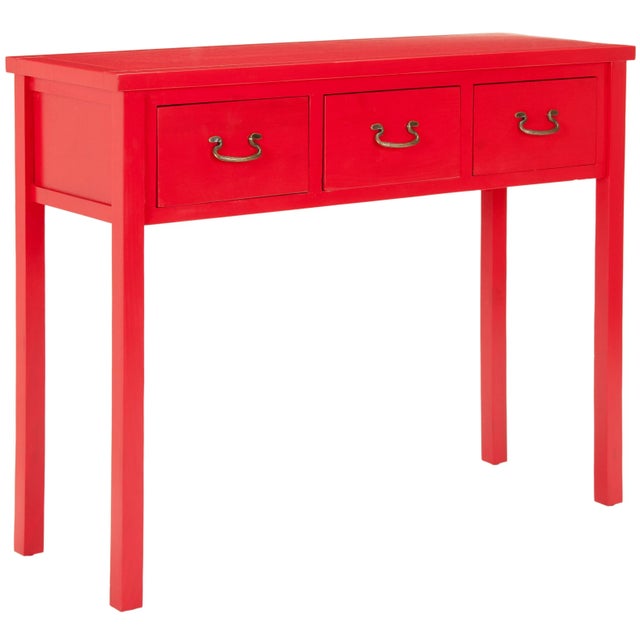 Console With Storage Drawers in Hot Red | Chairish
