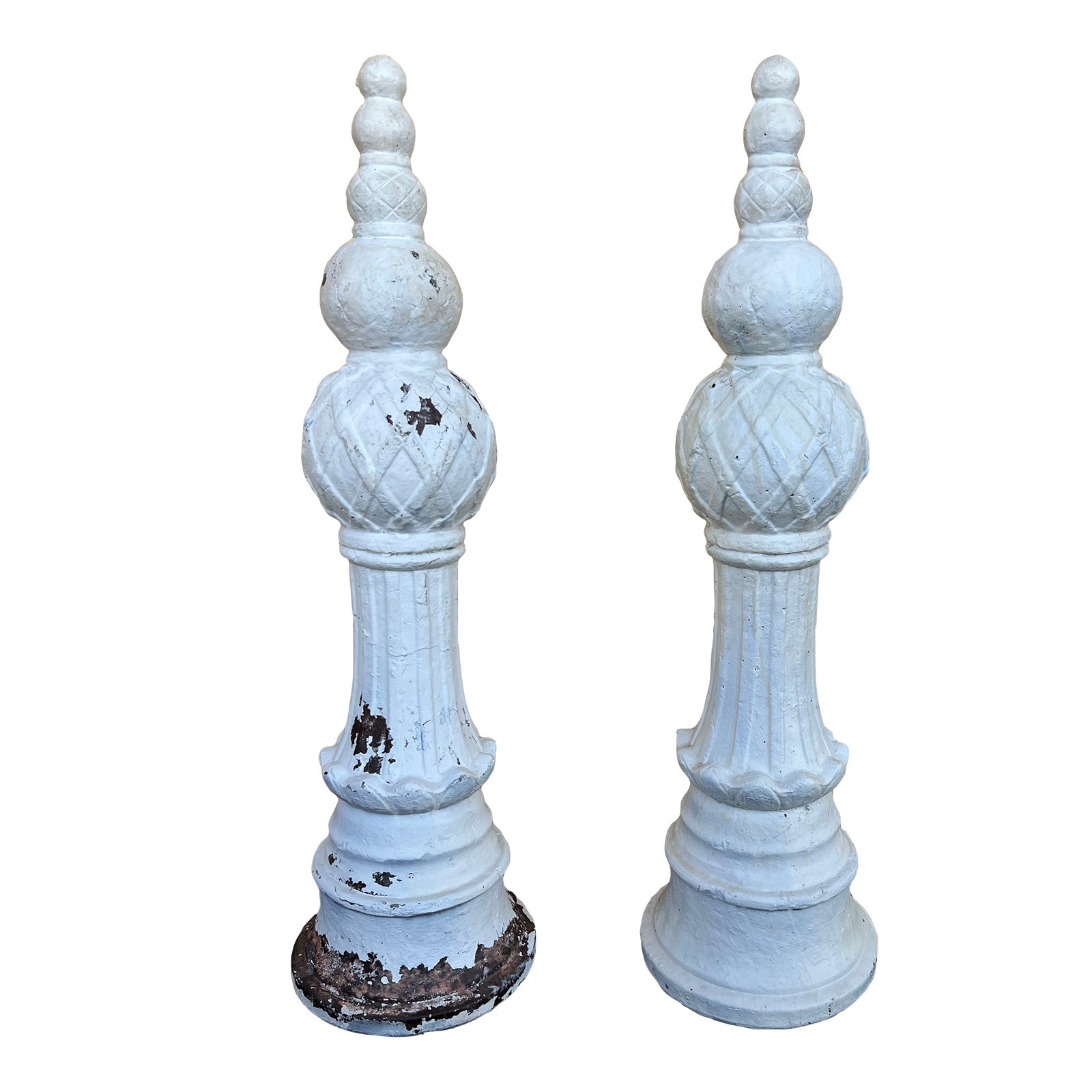 Vintage Garden Decorative Concrete Finials - Set of 2 | Chairish