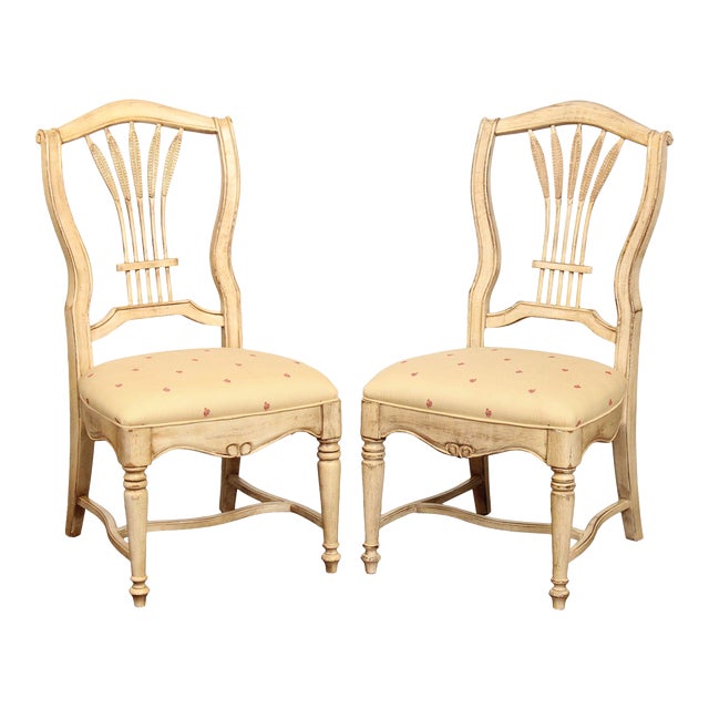 Drexel Heritage French Country Style Wheat Back Pair Of Side Chairs ...