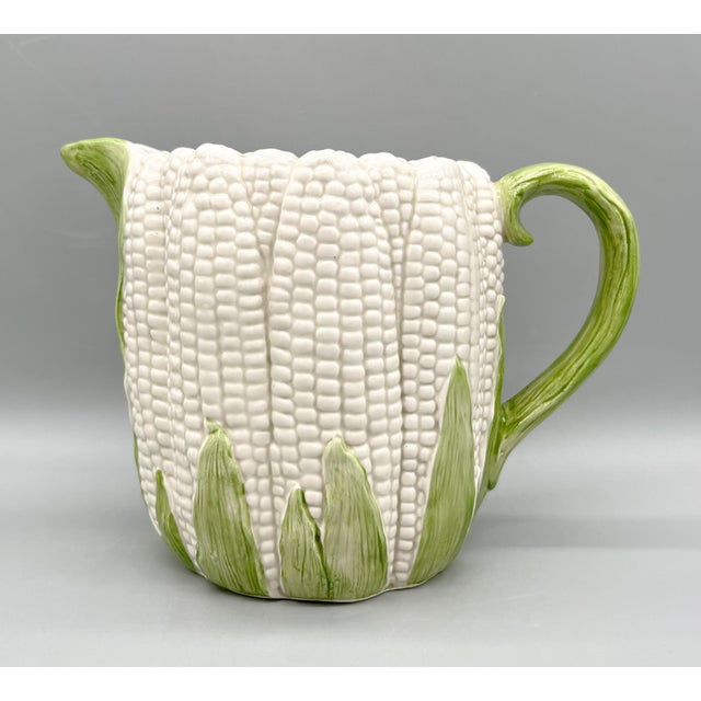 1980s Fitz and Floyd White Corn Ceramic Vegetable Pitcher | Chairish