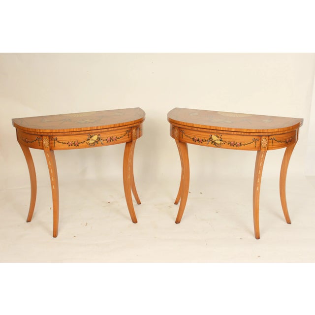 English Edwardian Style Painted Console Game Tables - a Pair | Chairish