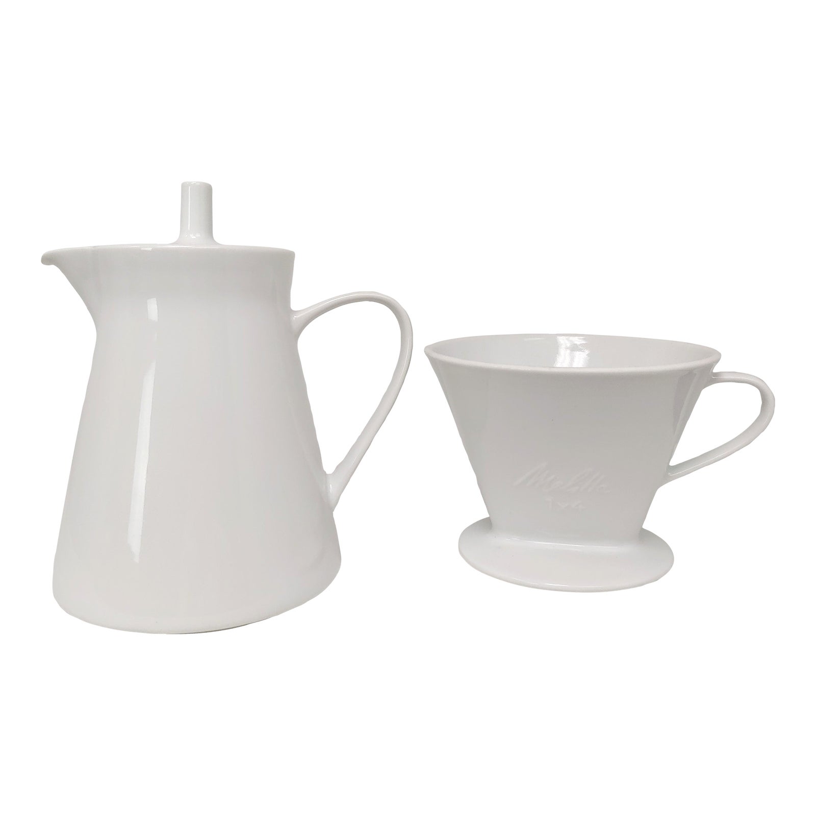 Melitta White Porcelain Coffee Filter and Carafe Set, Set of 2 | Chairish