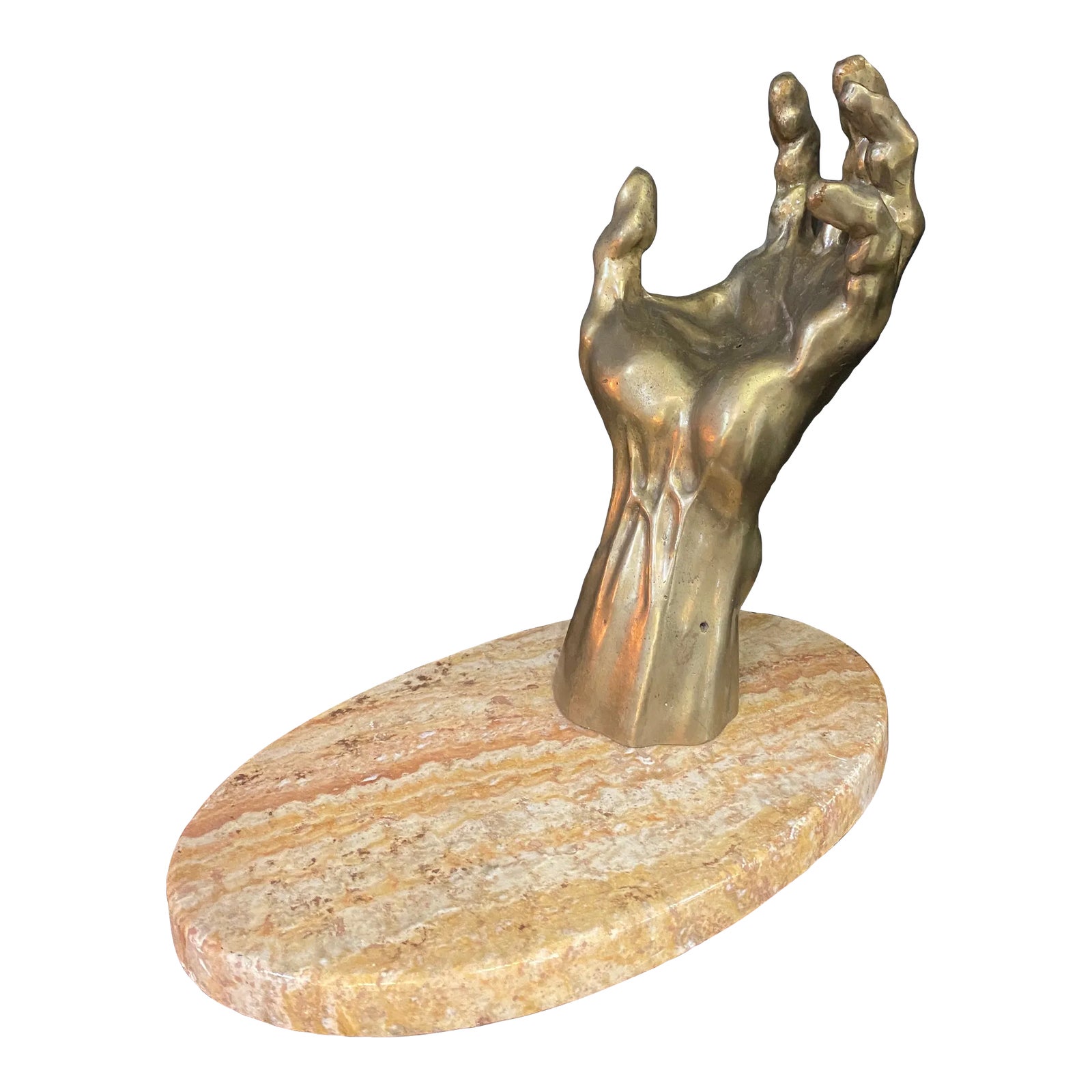 1980s Bronze Hand Sculpture on Marble Base | Chairish