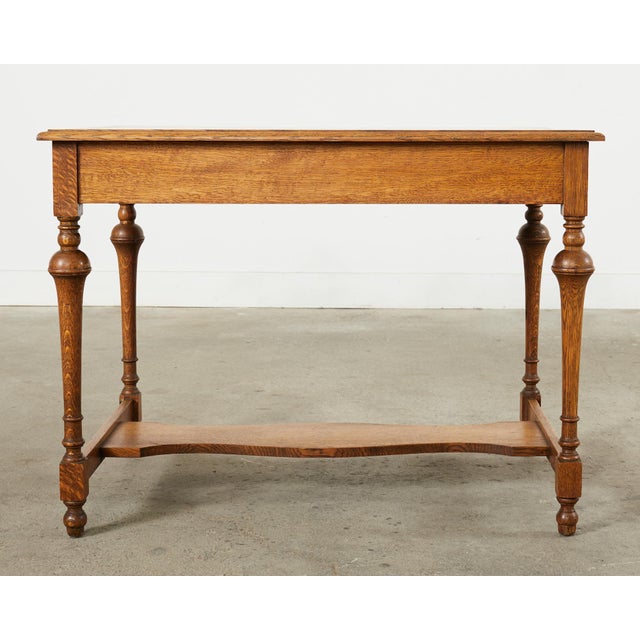 English Edwardian Quarter Sawn Oak Library Table Desk | Chairish