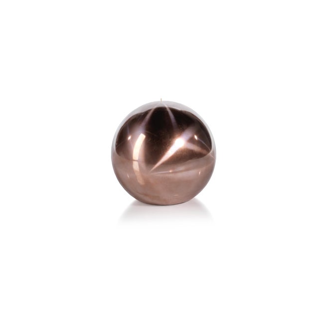 Titanium 6" Rose Gold Ball Candle | Chairish
