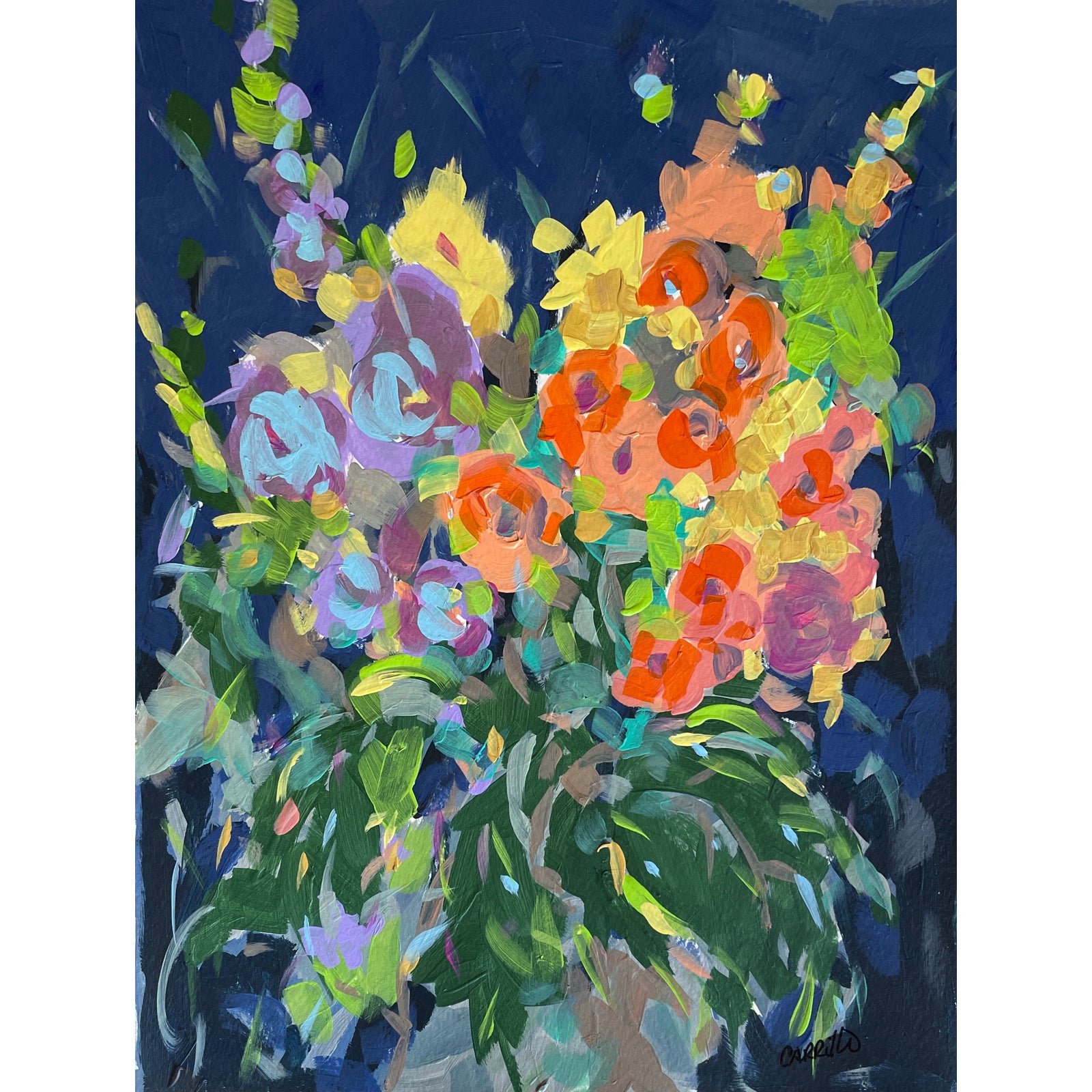 “Spring Bouquet” Acrylic Paint on Paper by C. Carrillo | Chairish