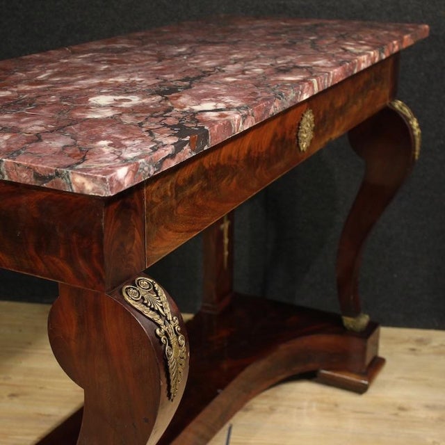 Italian Empire Style Console Table with Marble Top, 1880s | Chairish