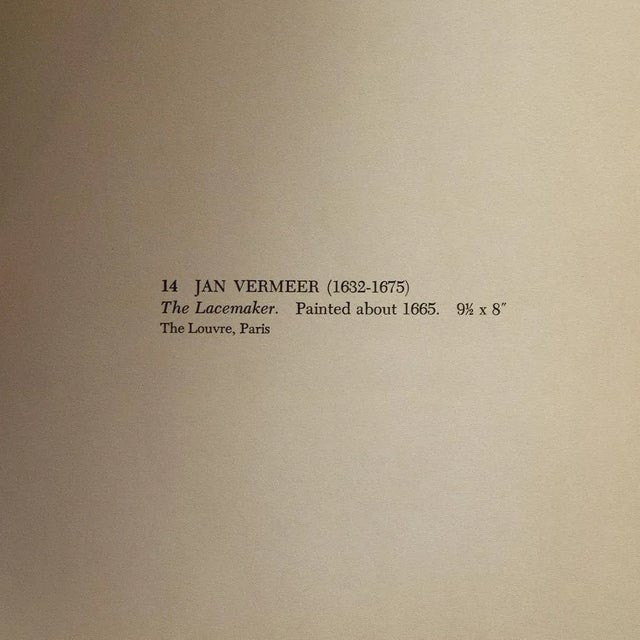 1954 After Jan Vermeer "The Lacemaker", Vintage Full-Color Print | Chairish